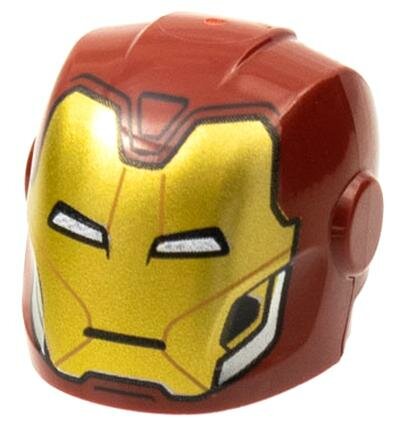 Деталь Lego 28631pb10 Minifigure, Headgear Helmet Armor Plates and Ear Protectors with Gold Faceplate, White Eye Slits and Silver Trim Pattern