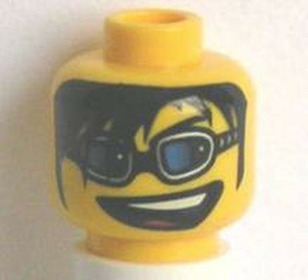 Деталь Lego 3626pb0240 Minifigure, Head Glasses with Blue Glasses, Long Black Bangs and Open Mouth Pattern