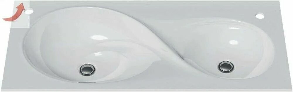 Мебельная раковина Madera Otto 100 встраиваемая, двойная, из искусственного мрамора, раковина для ванной, на 2 смесителя, белая, прямоугольная