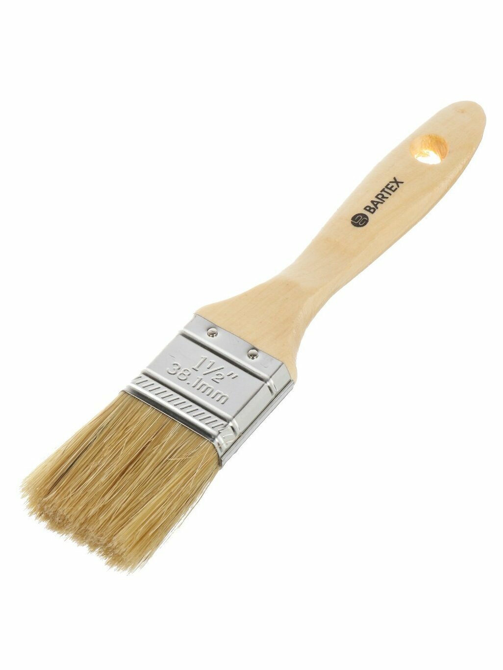 Кисть плоская Bartex Евро 38 мм 1 1/2 дюйма с натуральной щетиной и деревянной рукояткой для строительных работ 1117215