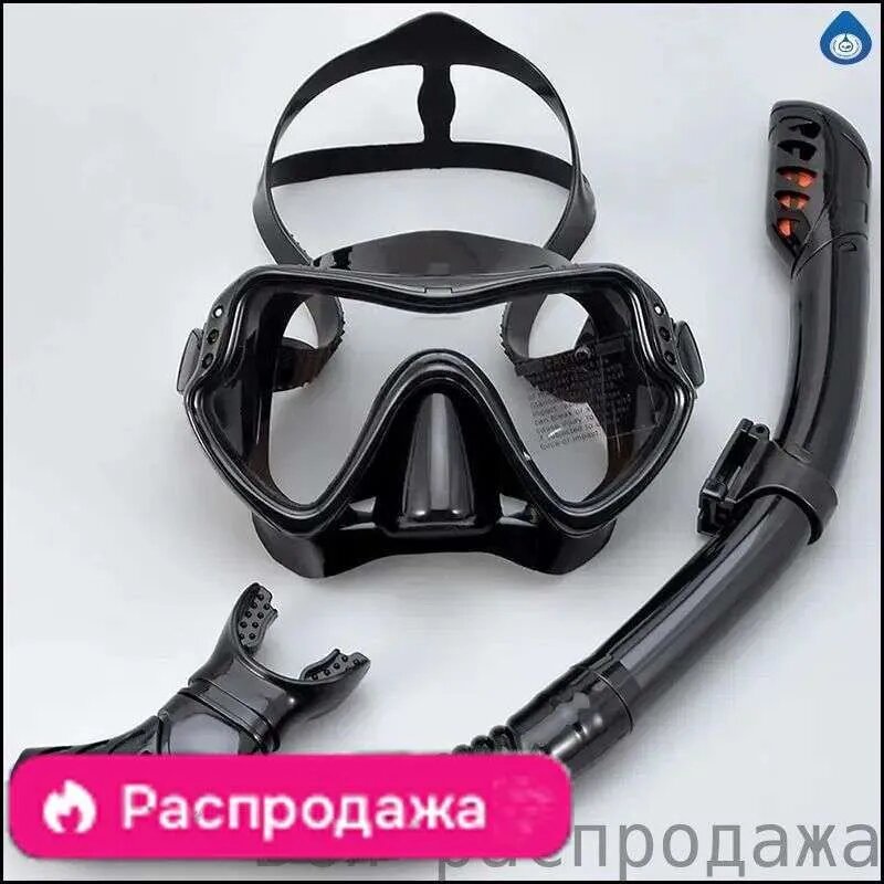 Маска для дайвинга черная универсальная для снорклинга и подводной охоты