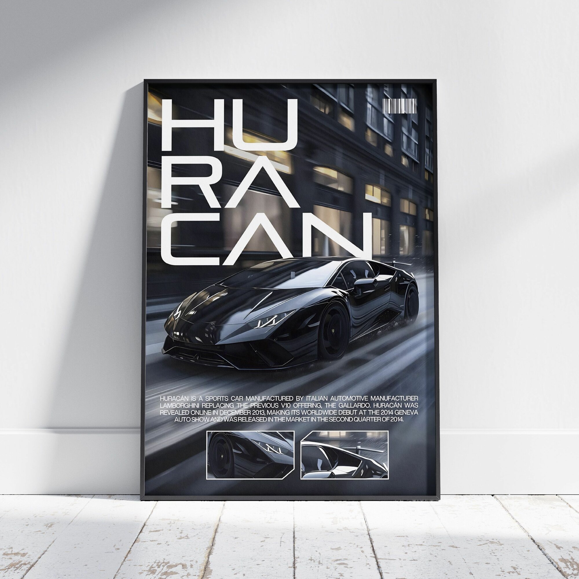 Плакат на стену для интерьера Спорткар (Lamborghini Huracan 1) - Постер по спортивным гоночным машинам автомобилям формата А4 (21x30 см)