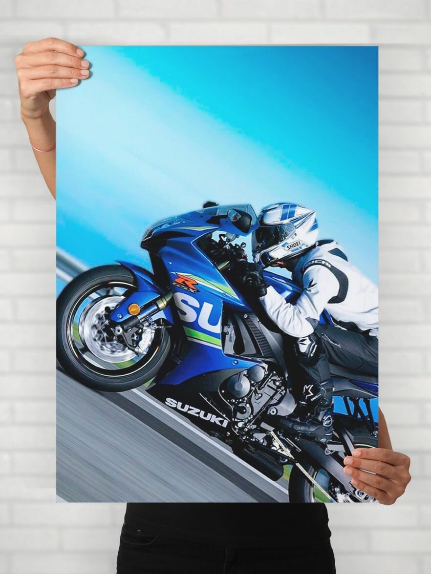Плакат на стену для интерьера Мотоцикл (Suzuki GSX-R1000 6) - Постер по мото и байкам формата A2 (42x61 см)
