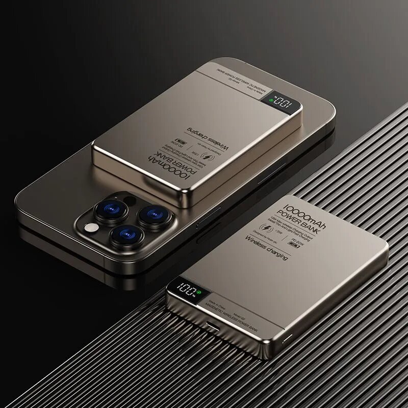 Ультратонкий магнитный пауэрбанк 10000mAh Быстрая зарядка 20Вт для iPhone 15