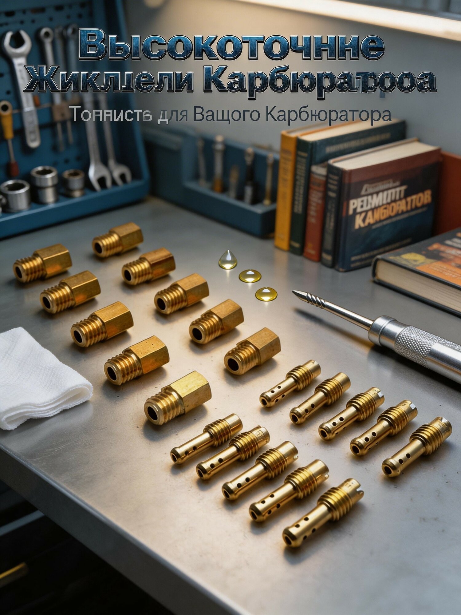 Набор основных и пилотных форсунок для карбюратора Mikuni VM/TM/TMX, шестигранные элементы с резьбой 5.0x0.8mm комплект 10+10