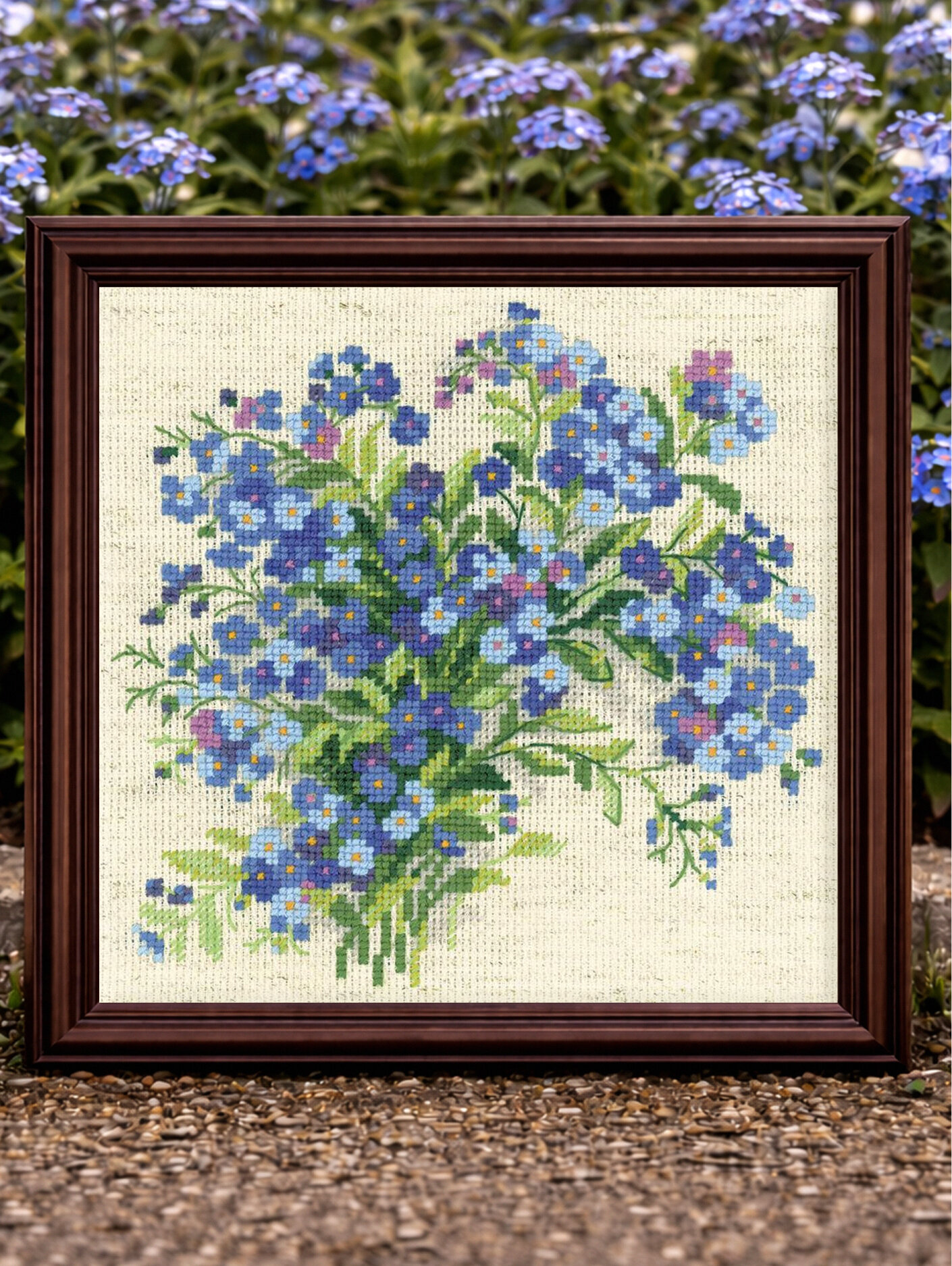 Набор для вышивания крестом Риолис, вышивка крестиком "Летние незабудки", 20х20 см, 1496