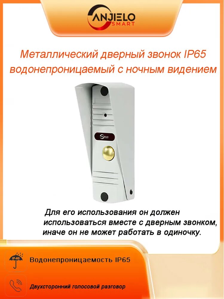 Металлический дверный звонок, водонепроницаемый класс IP65, ночное видение