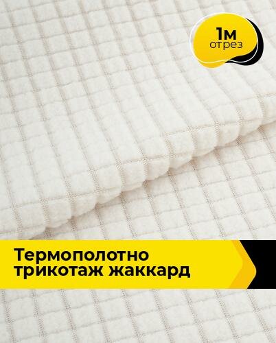 Ткань Термополотно трикотаж жаккард для шитья одежды и рукоделия, отрез 1 м*150 см, цвет молочный