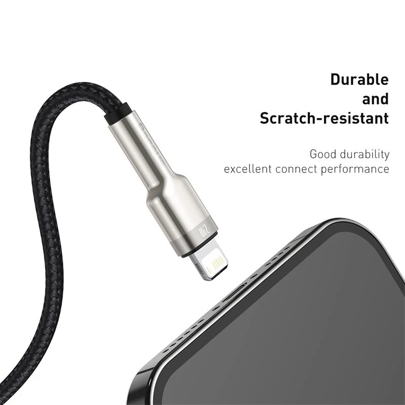 Baseus USB кабель для iPhone, 25см, черный — фото 1
