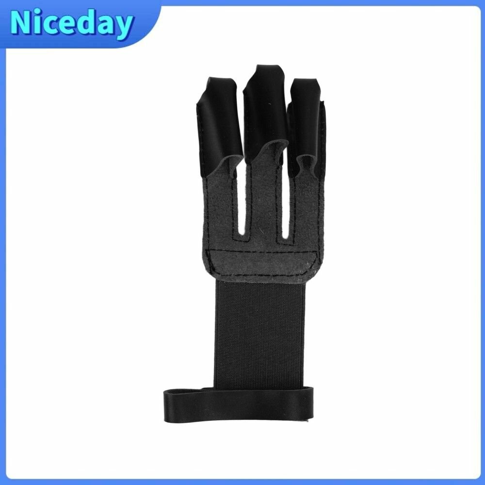 Перчатка для стрельбы, воловья кожа, 3 пальца, черный