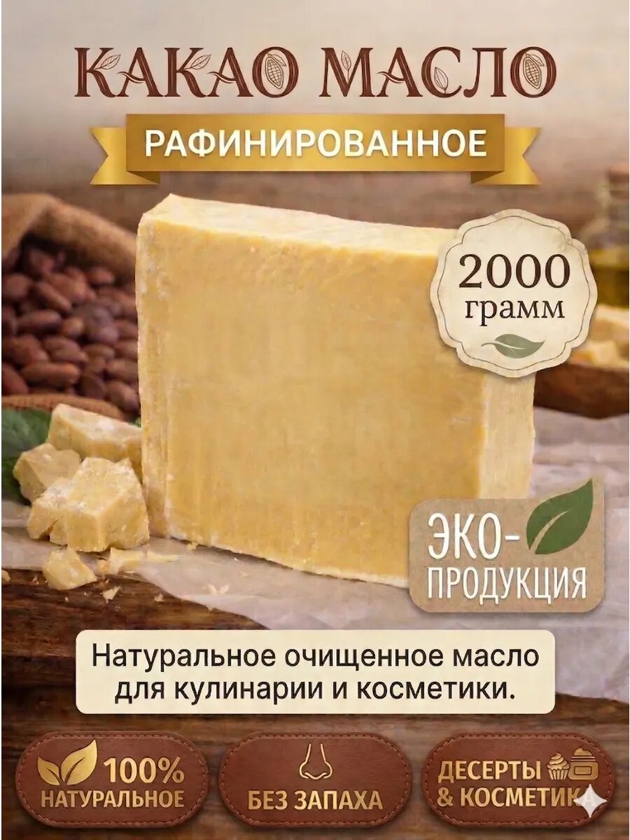 Какао масло натуральное рафинированное, Венесуэла (2кг)