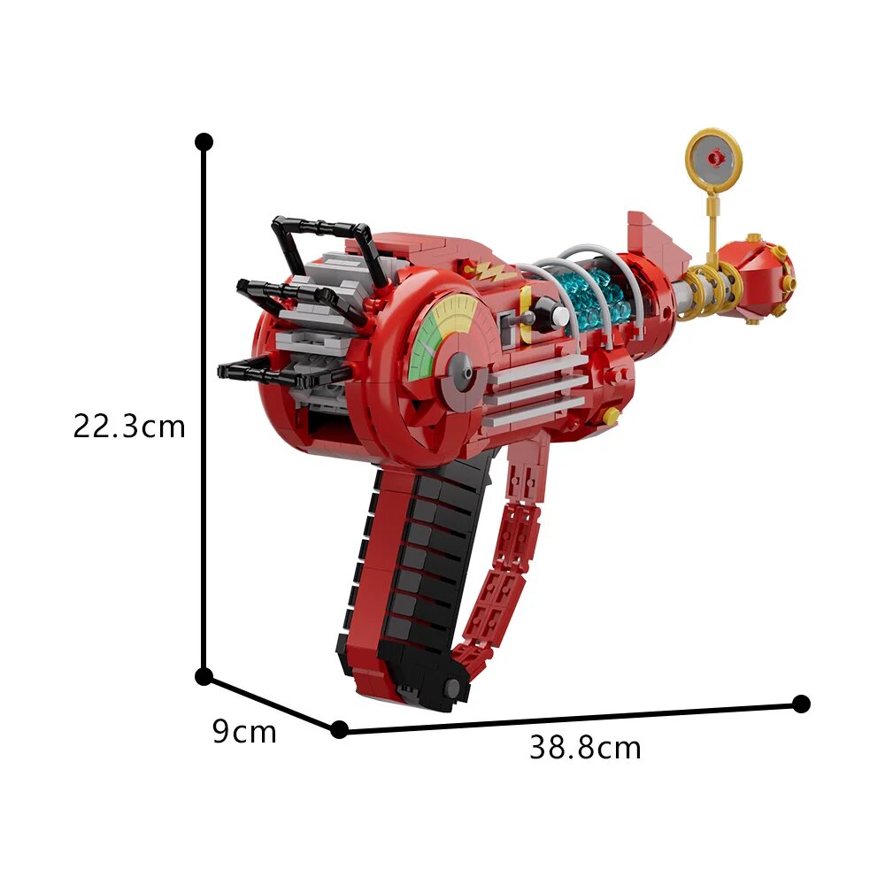MOC Call of Duty Ray Gun, строительные блоки, модель стрельбы, красный лазерный пистолет, оружие, кирпичи, сборка своими руками, игрушки, подарки на день рождения для детей