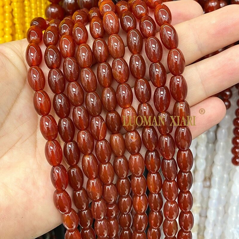 LUOMAN XIARI белые агатовые бусины 8x12 мм Красный, 8x12mm 13-15pcs , red agate