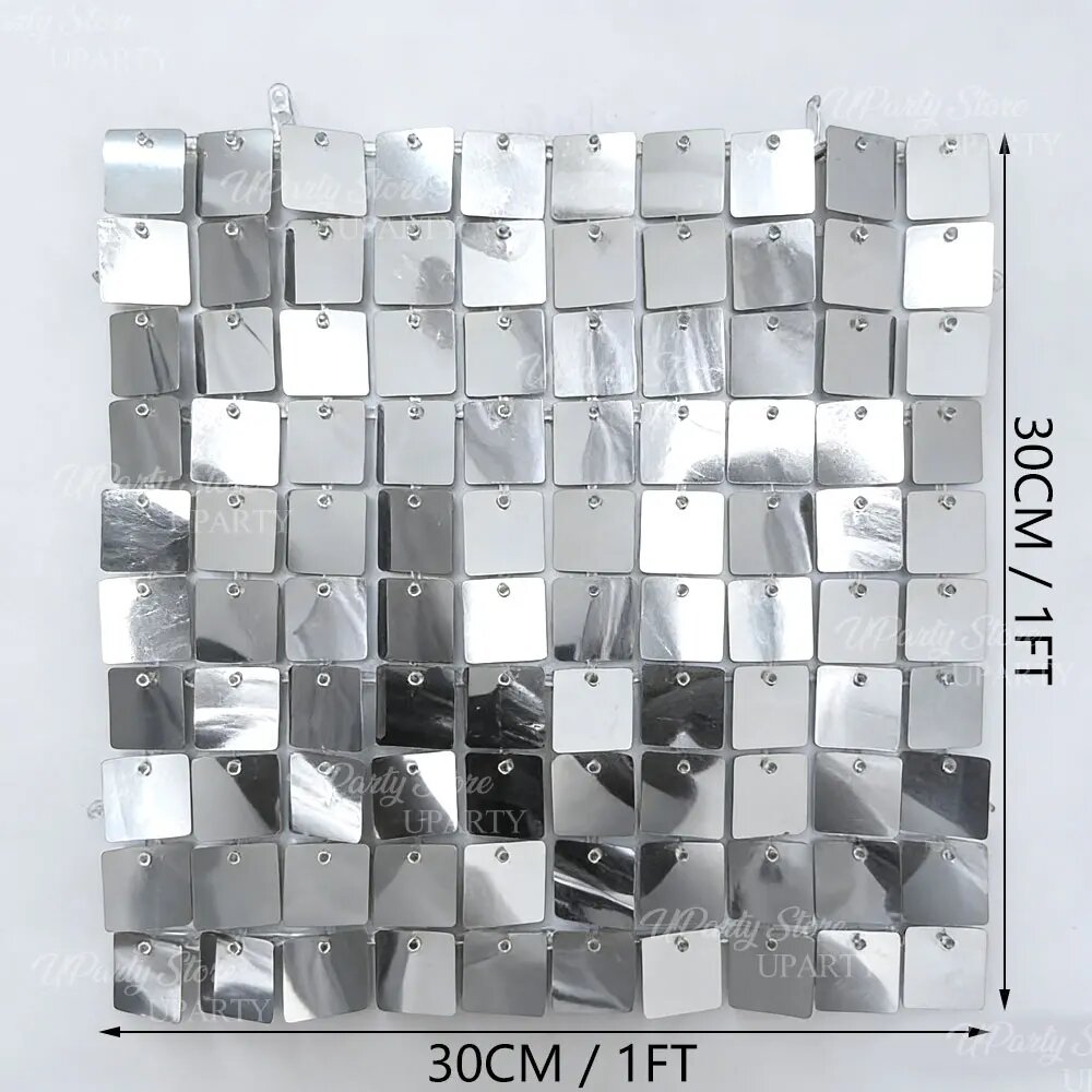 Серебряные панели с пайетками 18шт, Mirror Silver