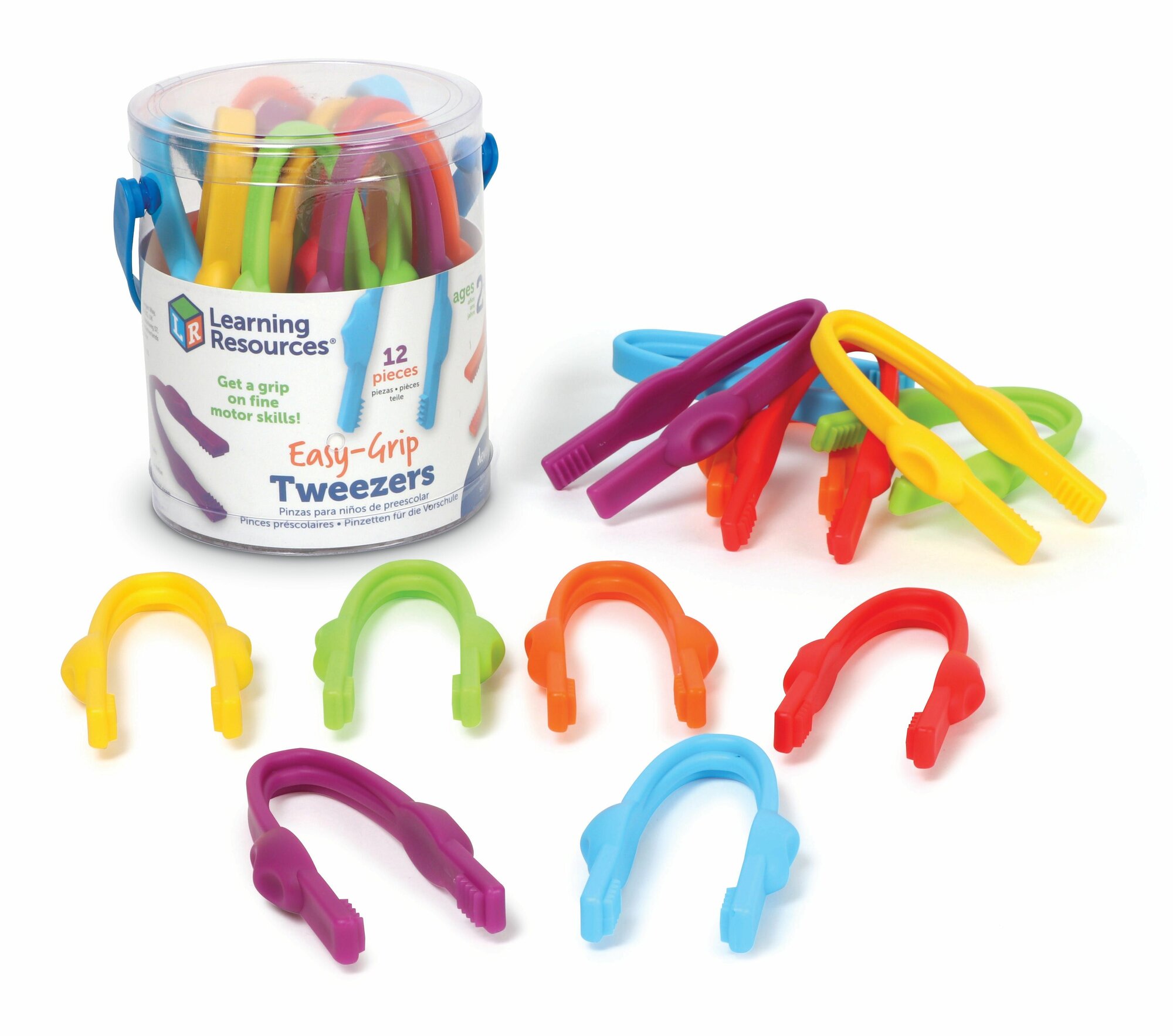 Развивающая игрушка Learning Resources - Набор пинцетов для развития мелкой моторики Easy-Grip Tweezers, 12 эл. - LER2965