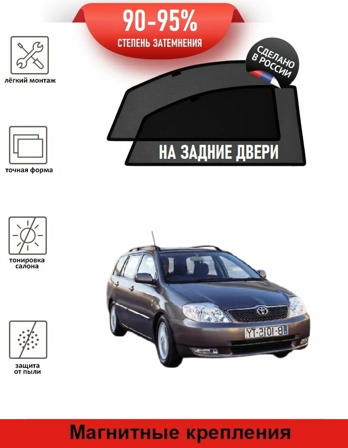 Автошторки LATONIK на Toyota Corolla 9 (E120) (2000-2005) универсал на задние двери на магнитах
