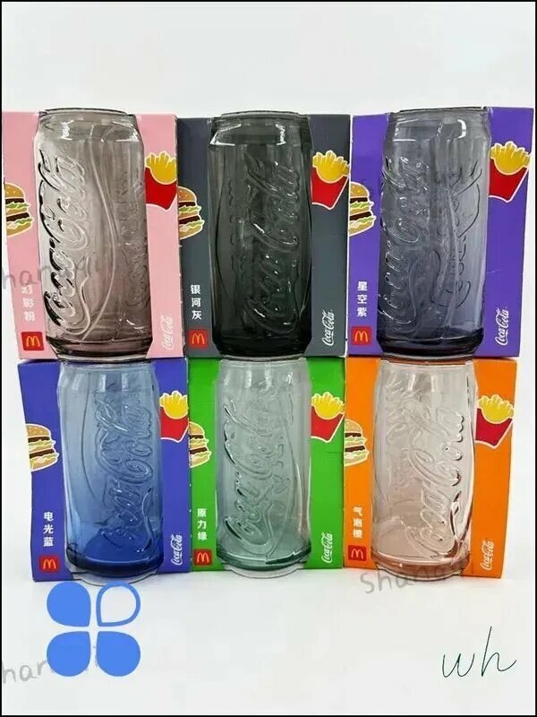 Стеклянный стакан в форме банки Coca-Cola черный/белый для воды, сока и коктейлей, коллекционный предмет интерьера — фото 1
