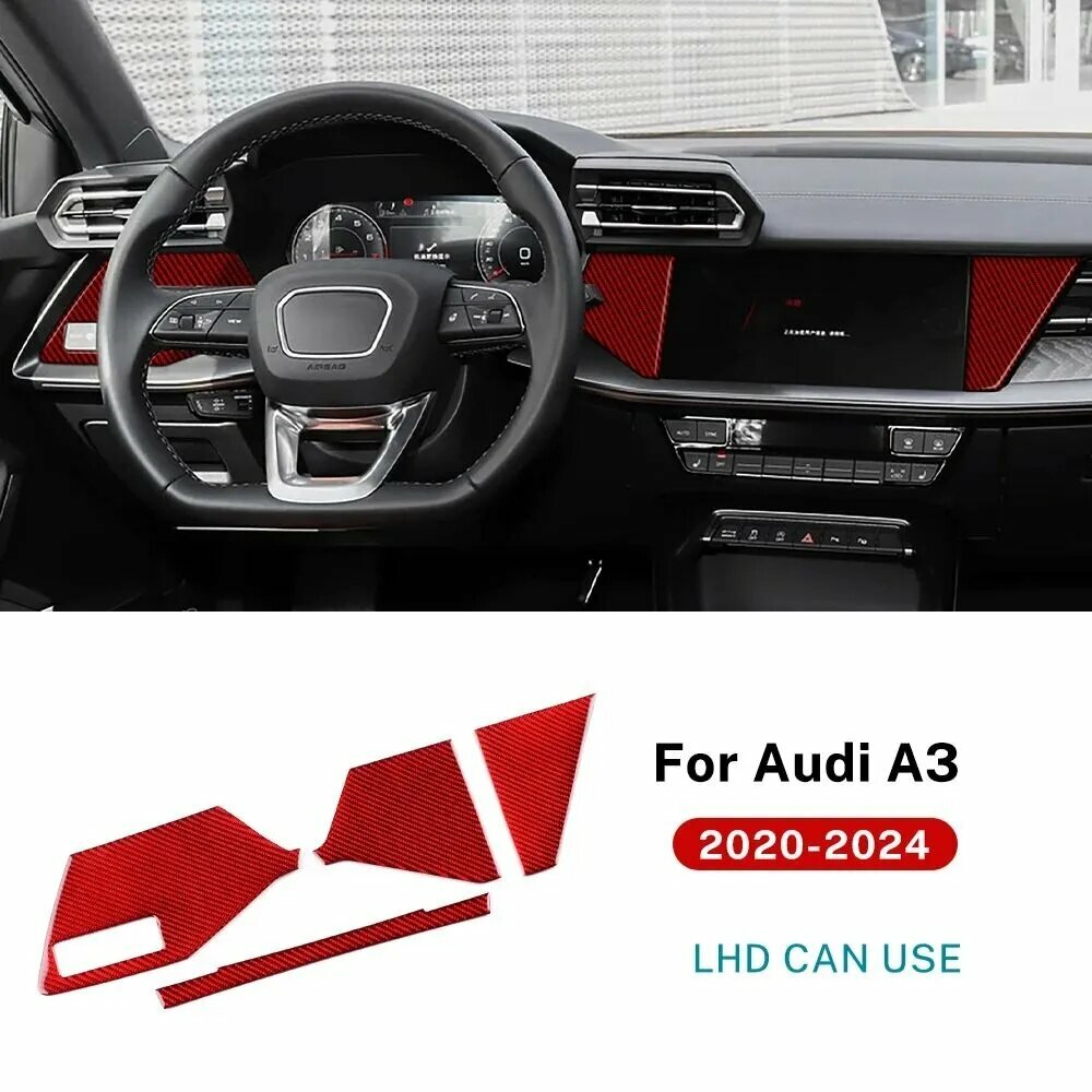 Наклейка из настоящего мягкого карбона для Audi A3 S3 8Y 2021 2022 2023 2024 RHD LHD, центральной панели управления и отделки салона автомобиля.