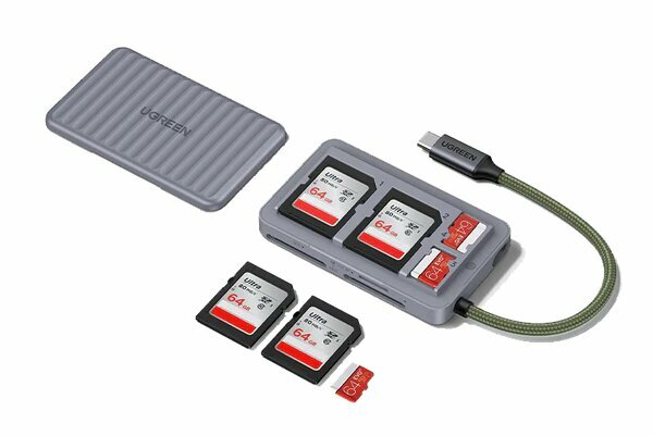 Кардридер UGREEN CM868 (55886) 2×SD Card Slot&1×TF Card Slot. Цвет: серый