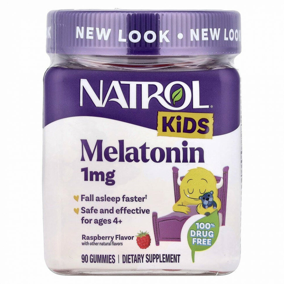 Natrol, Kids, для детей от 4 лет для спокойного сна, ягодный вкус, 90 жевательных конфет