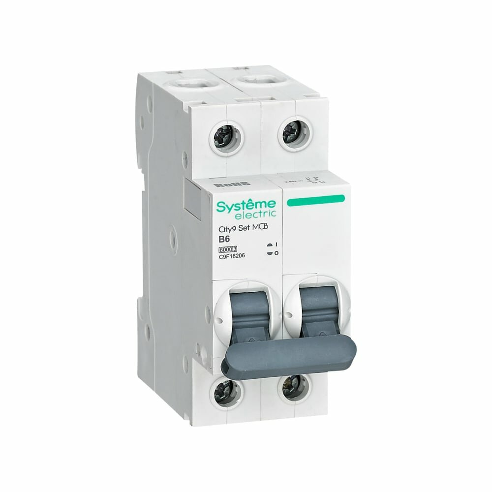 Автоматический выключатель (ав) Systeme Electric City9 set b 6а 2p 6ka 230в C9F16206