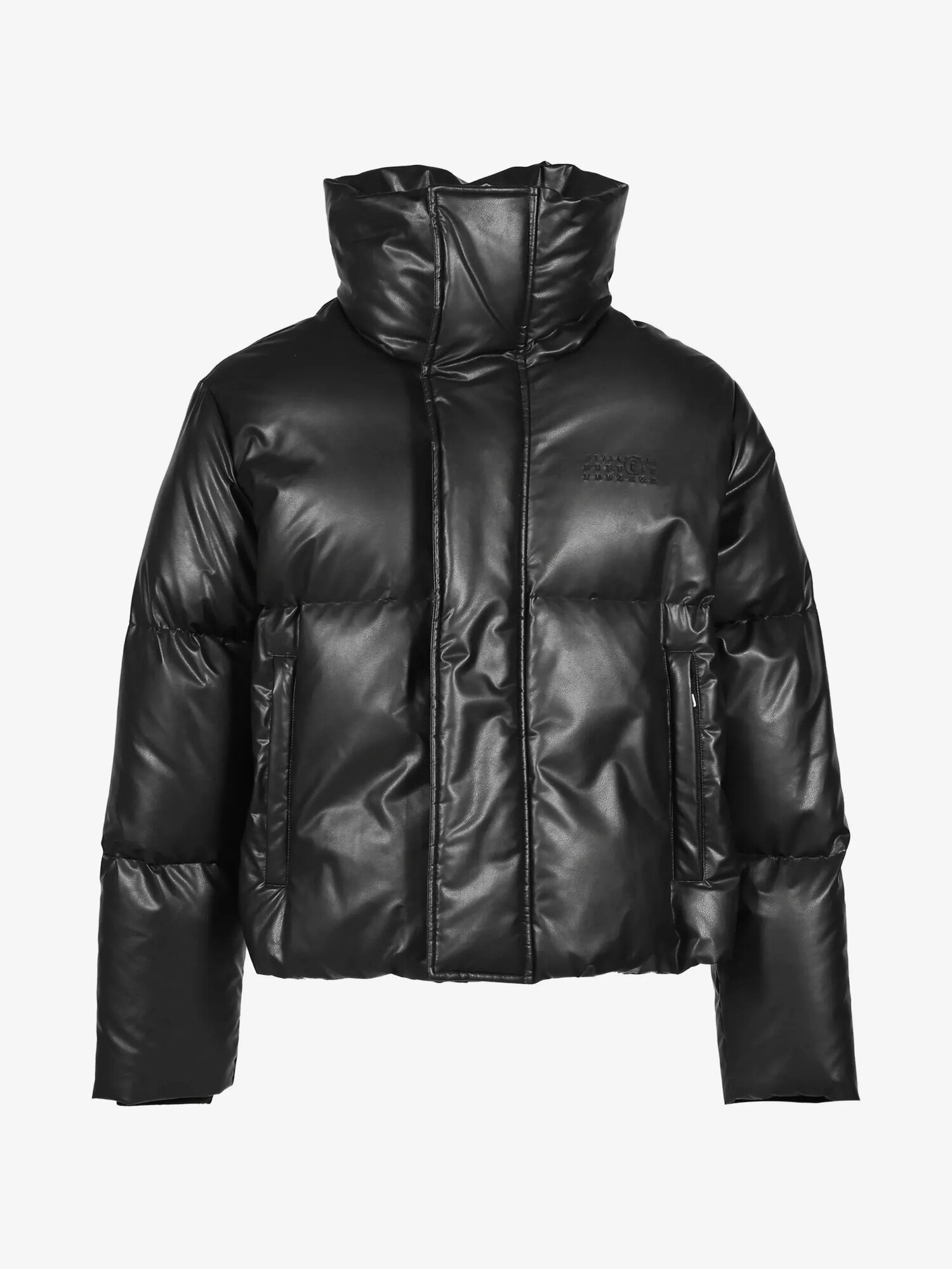 Пуховик Faux-leather padded high-neck jacket