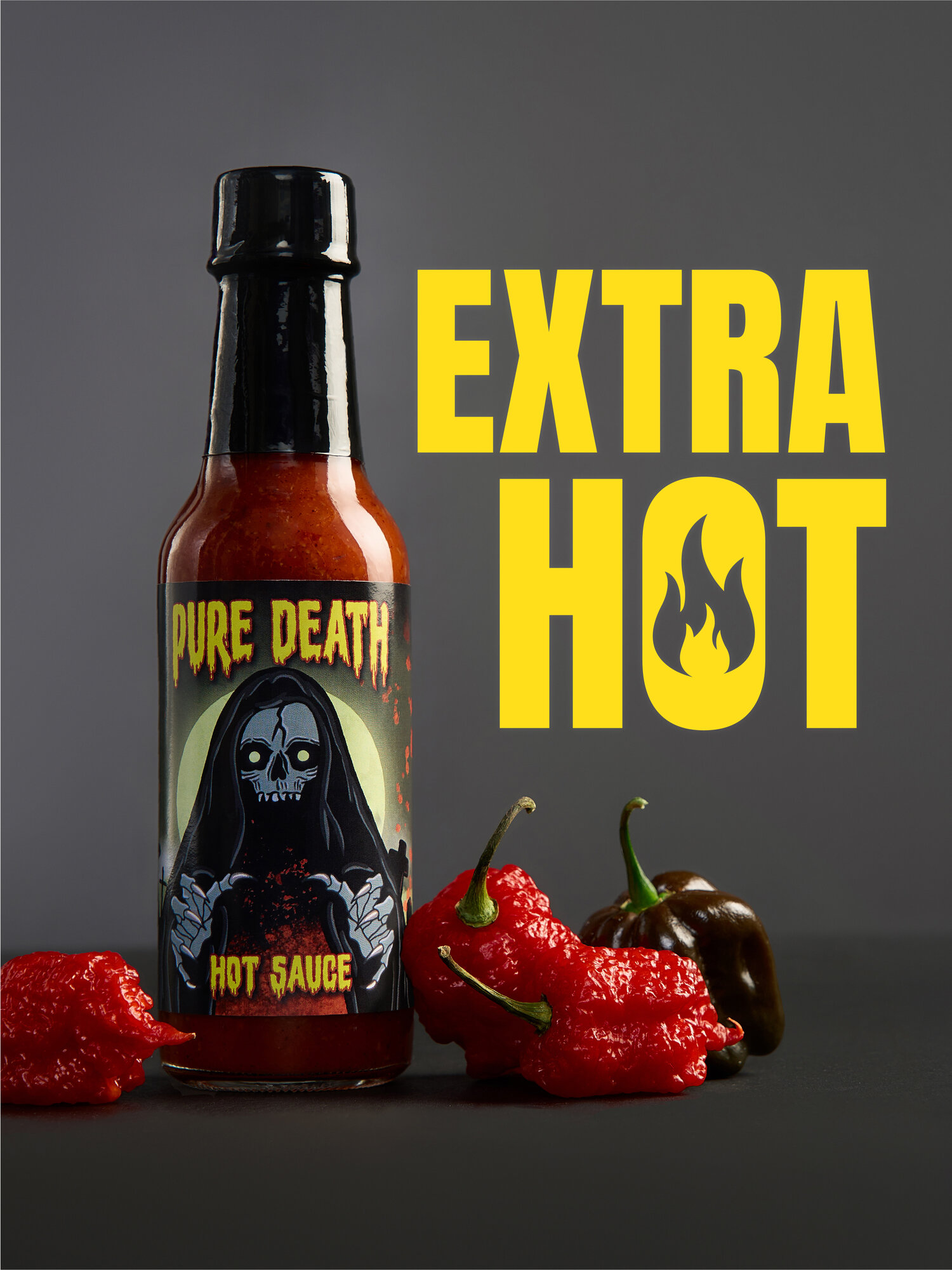 Экстра острый соус PURE DEATH с перцем Каролина Рипер, Халапеньо и экстрактом чили 6 млн сковиллей