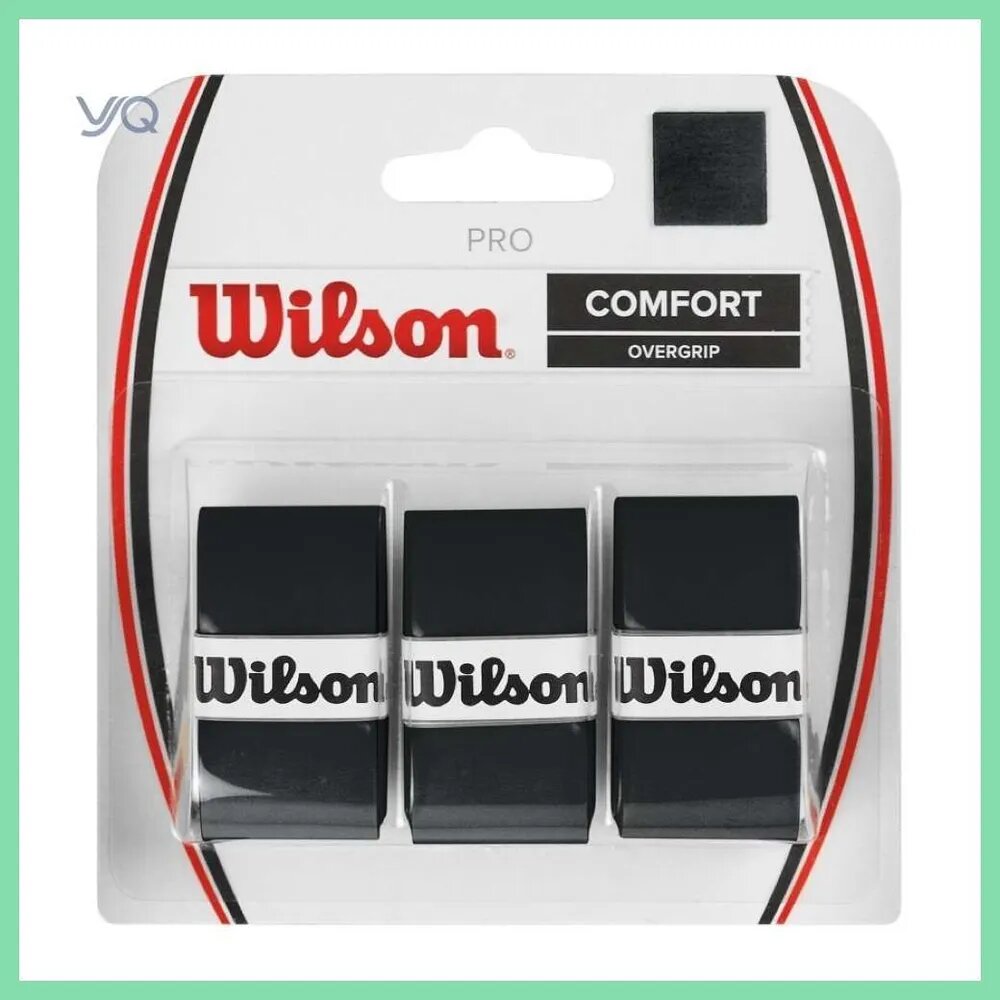 Намотка Wilson PRO Comfort Overgrip BLACK (3 шт) для теннисной ракетки - Черная, мягкая, липкая
