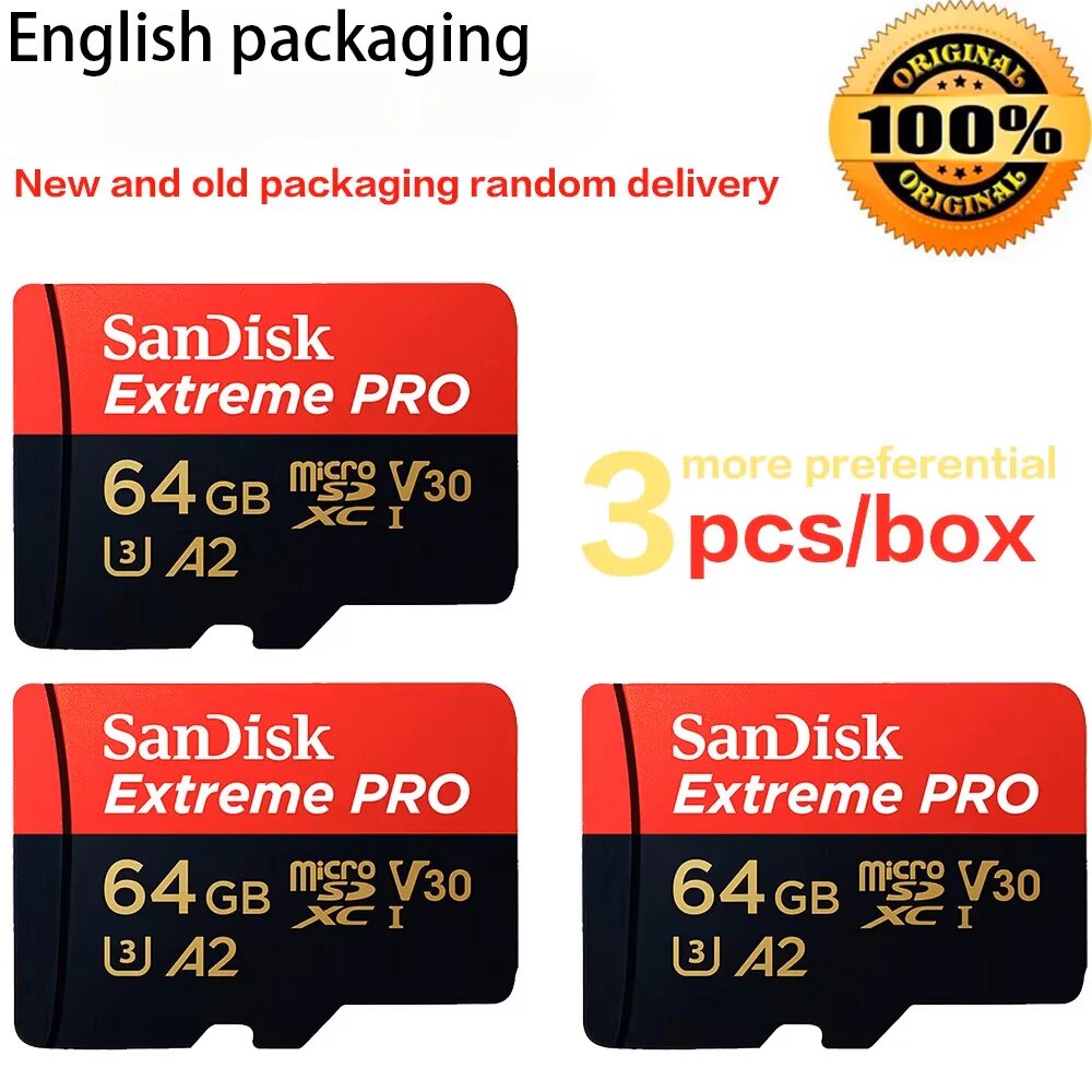 SanDisk Extreme Pro 64GB microSDXC V30 A2 (3шт)