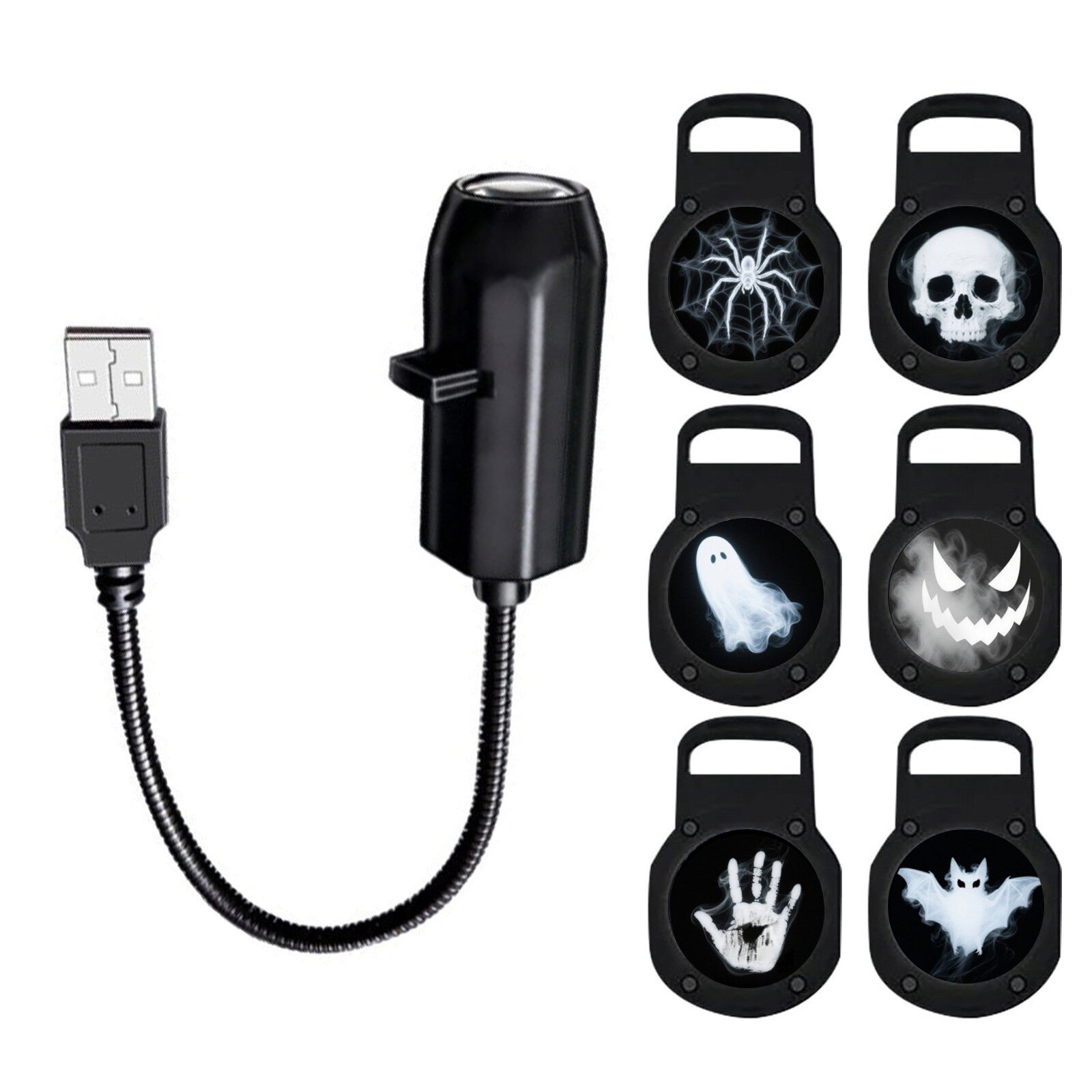 USB проектор для Хэллоуина 6 сменных слайдов 360° вращение