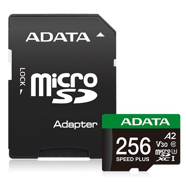 Флеш карта microSD 256GB A-DATA Speed Plus microSDXC Class 10 UHS-I U3 V30S A2 180/160 MB/s (SD адаптер)