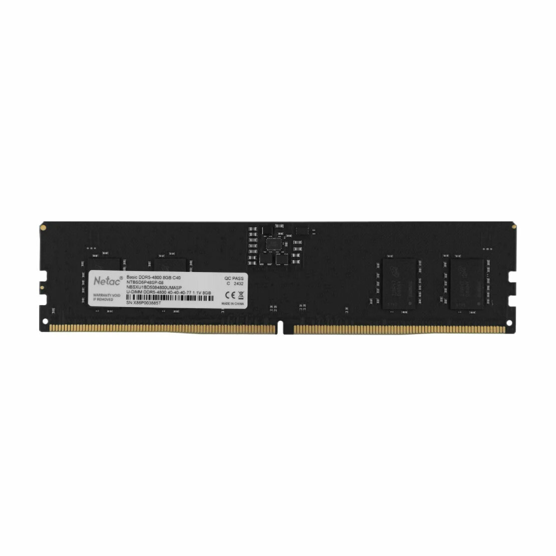 Оперативная память Netac Basic 8GB DDR5 DIMM 4800MHz CL40 1.1V