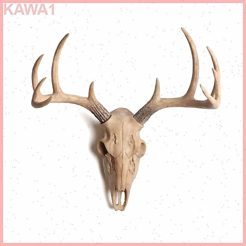 Декоративный череп оленя с рогами для настенного украшения интерьера 37 на 39 сантиметров из смолы