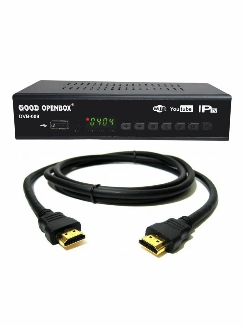 Цифровой DVB-T2 ресивер OpenBox DVB-009 (DVB-C, IPTV, USB) + Кабель HDMI 1.5 м медный