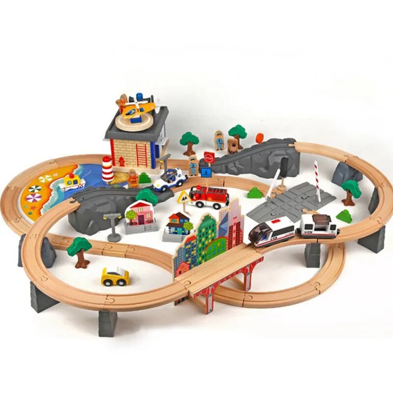 Электропоезд Для Деревянной Железной Дороги для детей, деревянная железная дорога