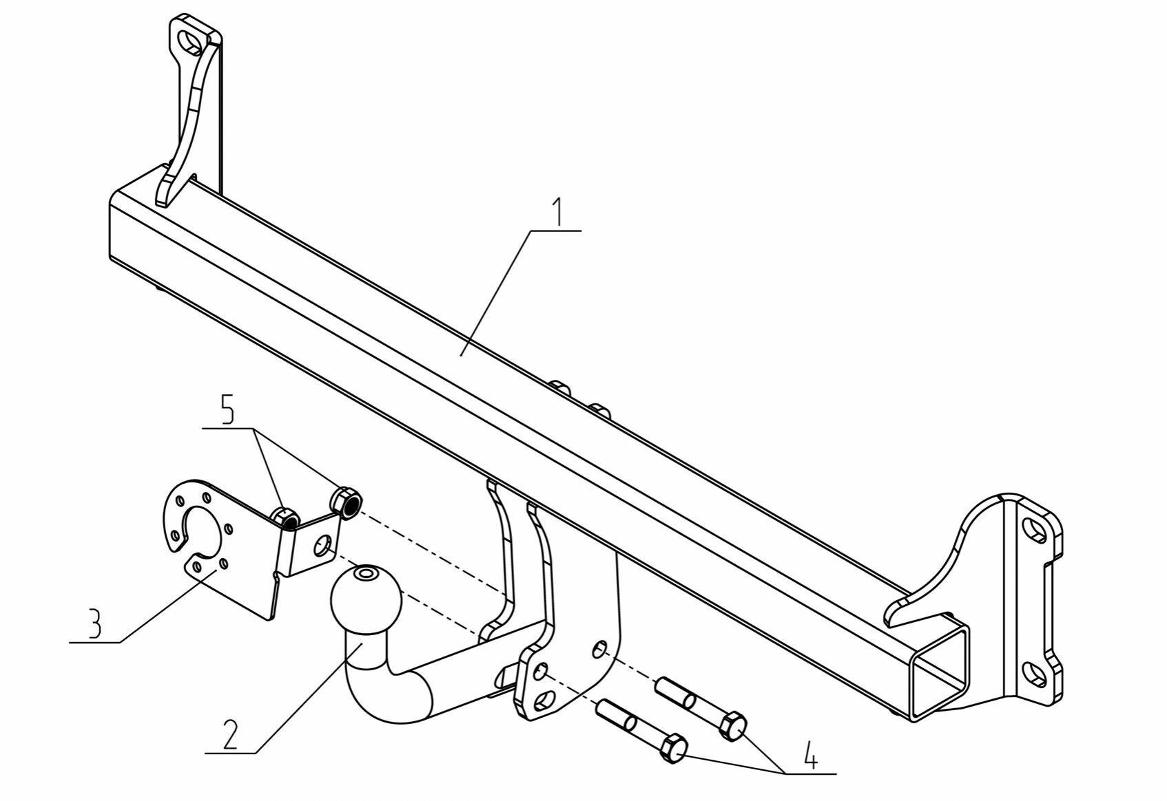 Фаркоп для BMW X3 F25 2010-2017, X4 F26 2014-2018 Тип шара: A. Нагрузки: 2500/100 кг, BM 03