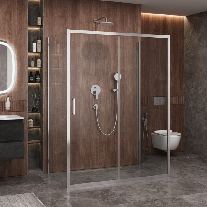Душевой уголок Cezares Molveno AH-12 150х80 см, профиль хром, стекло прозрачное