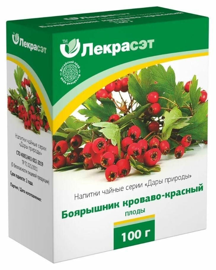 Чайный напиток Лекра-СЭТ боярышник кроваво-красный, плоды, 100 г