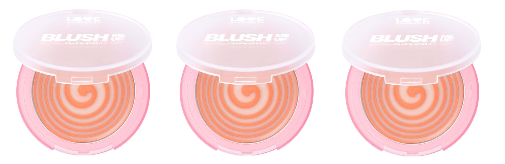 Румяна Love Generation кремовые для лица Creamy Blush Blush Me Up, тон 01 Fuego kiss, персиковый, 2.7 г - 3 штуки