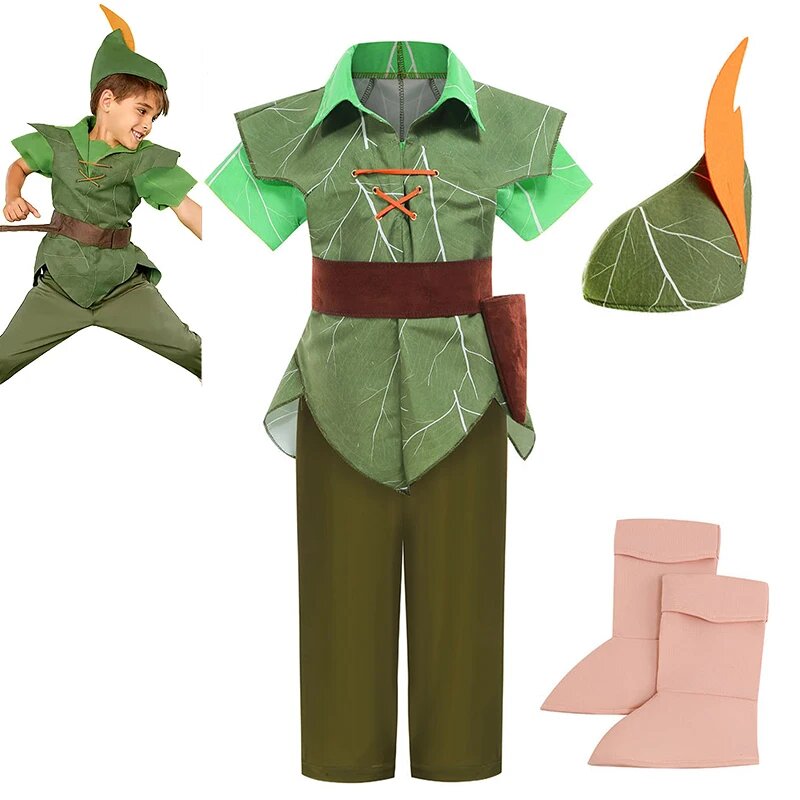 2024, косплей для мальчиков на Хэллоуин, костюм Питера Пэна, Рождество, детский день рождения, очаровательные наряды, детский комплект одежды