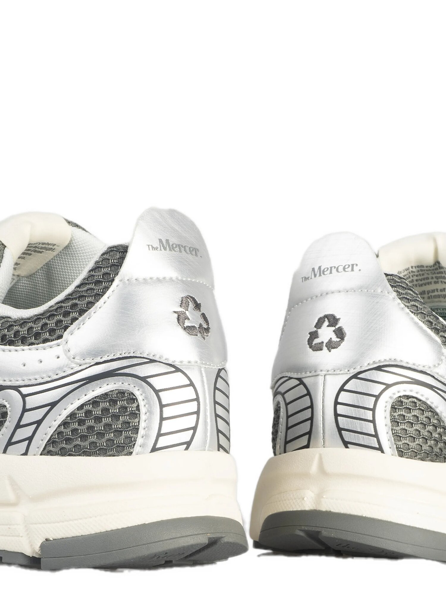 Кроссовки The Mercer Brand Lace-up sneakers, размер 43, серебристый/красный — фото 1
