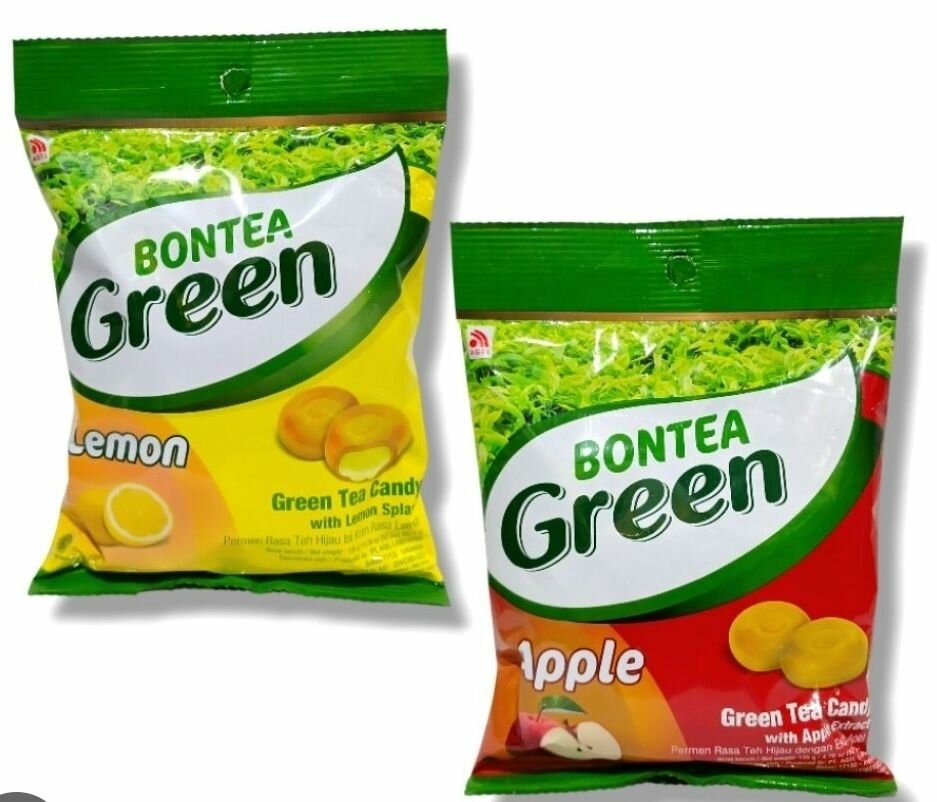 Леденцы Зеленый чай и Лимон+ Яблоко Бонти, Bontea, 135гр. Индонезия