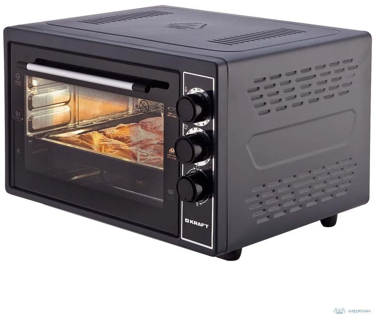 Kraft Микроволновая, Духовая печь/ Электрогриль/ Электросковорода KRAFT KF-MO 3801 BL Мини-печь черный