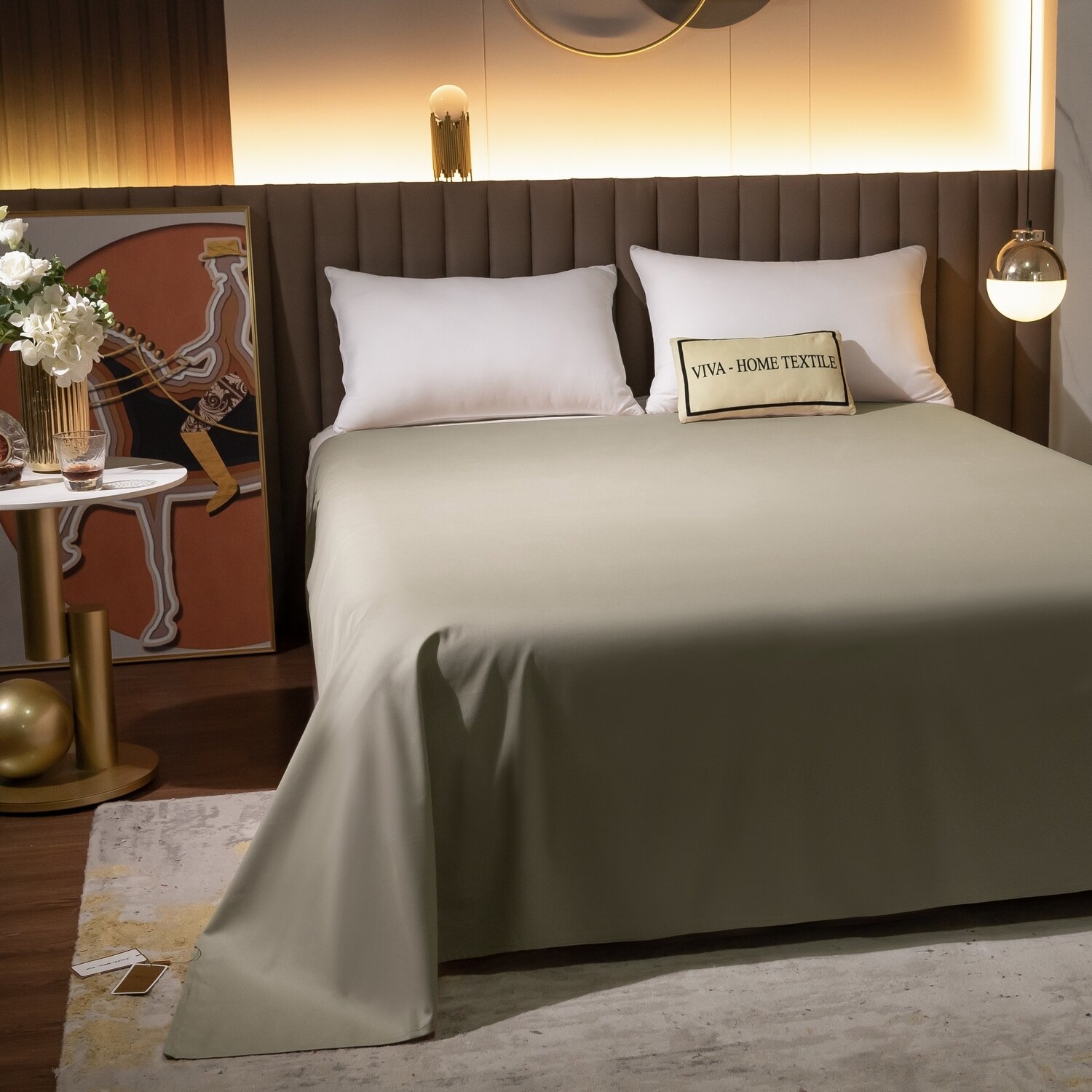 Простынь Однотонный Сатин Элитный 100% египетский хлопок ROCE012, размер 220*245