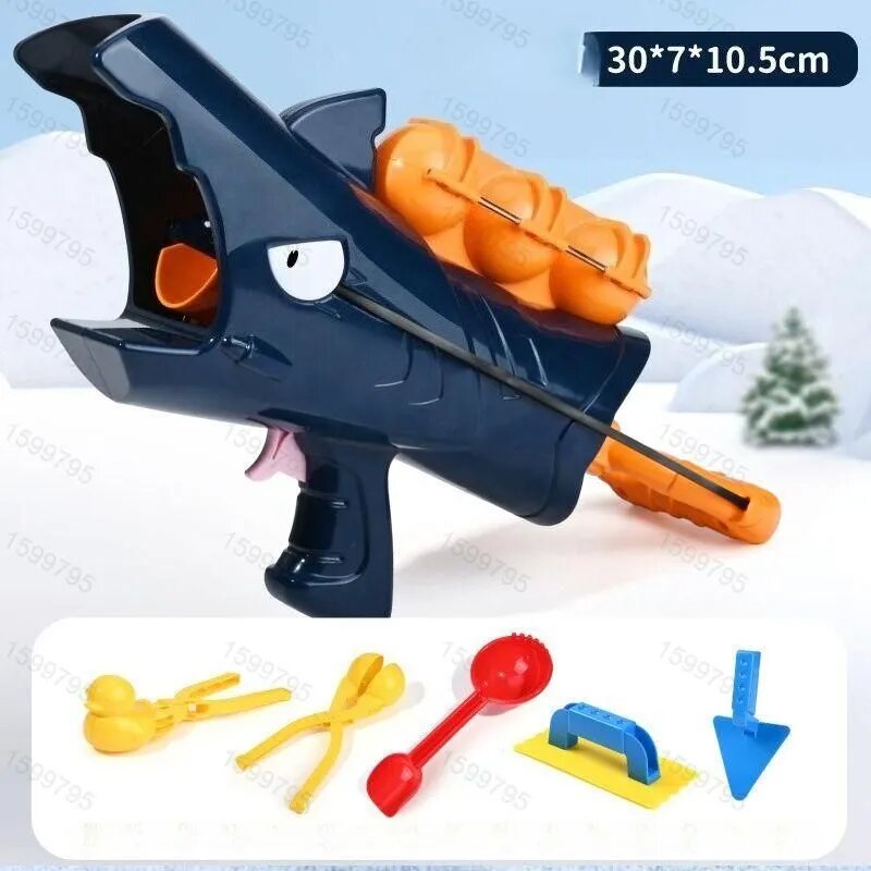 Детские игрушки для игры в снежки 6 штук (Снежко-бластер, бирюзовый цвет, размер 30*7*10.5см)