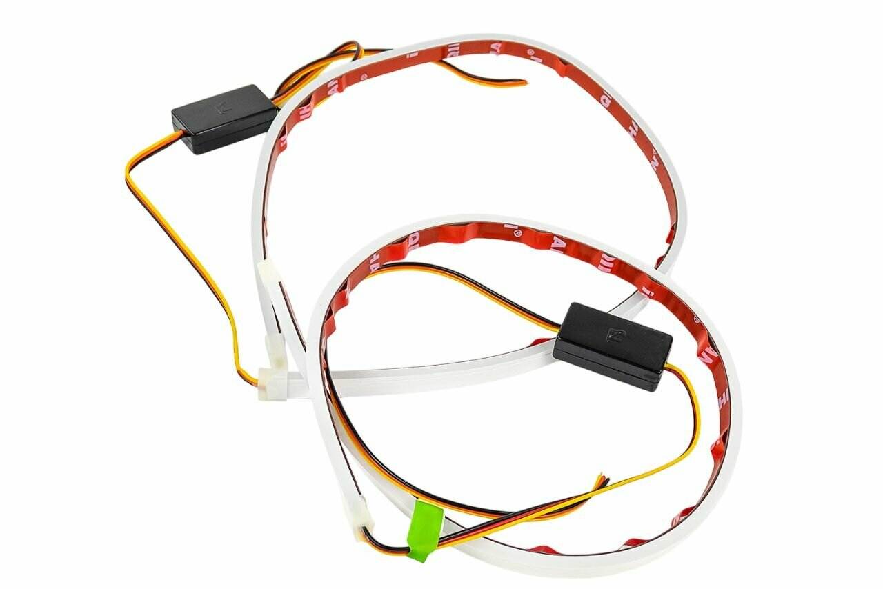 Гибкие светодиодные ленты ДХО Sal-Man (2шт) 60см бело-желтые с плавным розжигом и повторителем поворотника универсальные