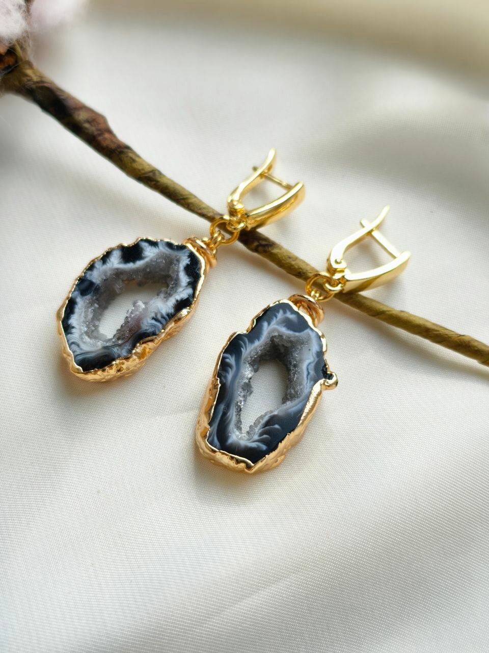 Серьги, агат
