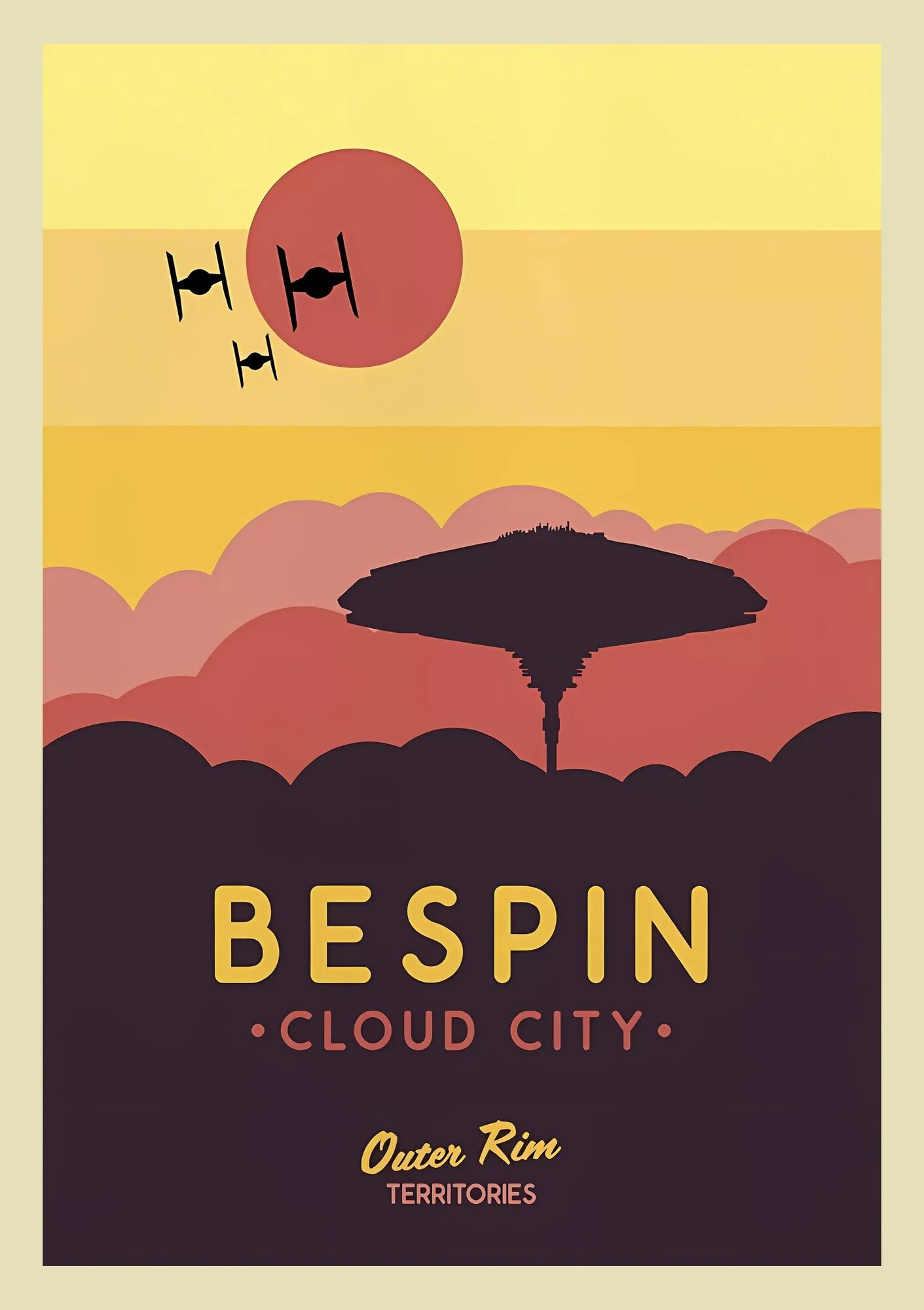 Постер Bespin Cloud City, 50x70см, Burgundy