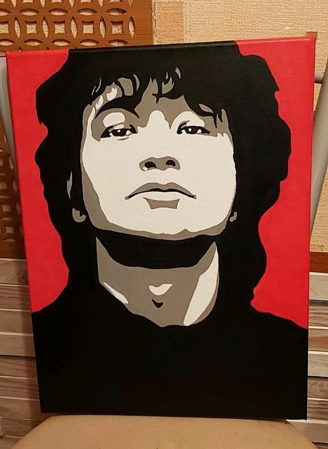 Арт портрет Виктор Цой , ручная работа , акрил