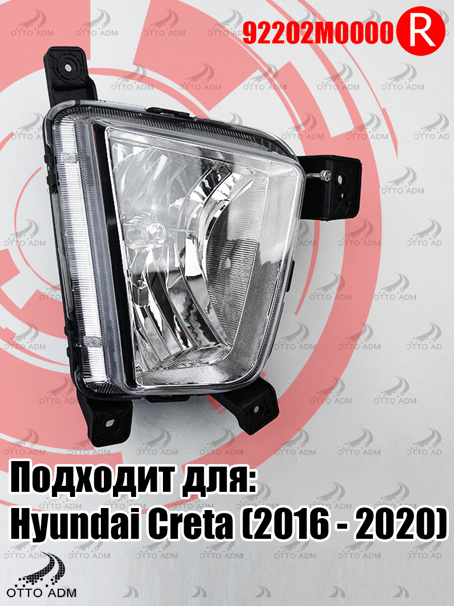 ПТФ правая для Хендай Крета, Фара противотуманная правая для Hyundai Creta (2016-2020) 92202M0000